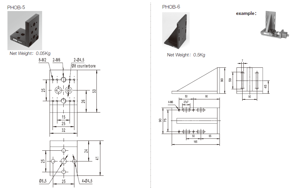 PHOB series Right-Angle Brackets